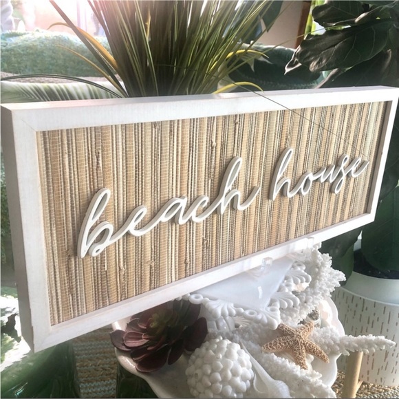 Accents | New Large White Wood Framed Beach House Sign | Poshmark